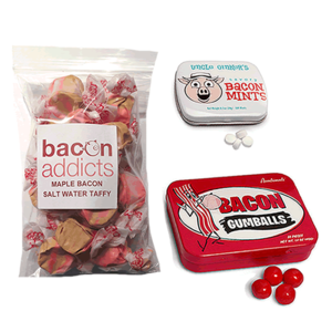 Bacon Candy Sampler Gift Pack (3pc Set) - Bacon Mints, Bacon Gumballs ...