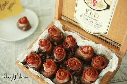 Chocolate dipped bacon roses!