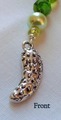 Pickle Key Chain Ring - Handmade Silver Pickle Charm Green Beads & Crystals