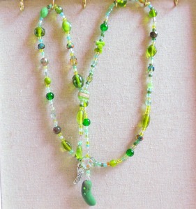 Pickle Necklace - Handmade Pickle Charms Green Crystals & Beads Lariat ...