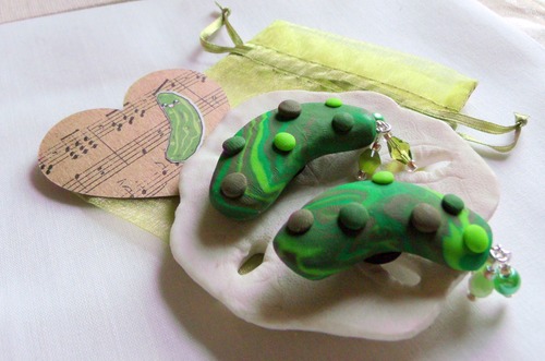 Pickle Magnets - Handmade Green Polymer Clay Pickle Magnet (Set of 2)